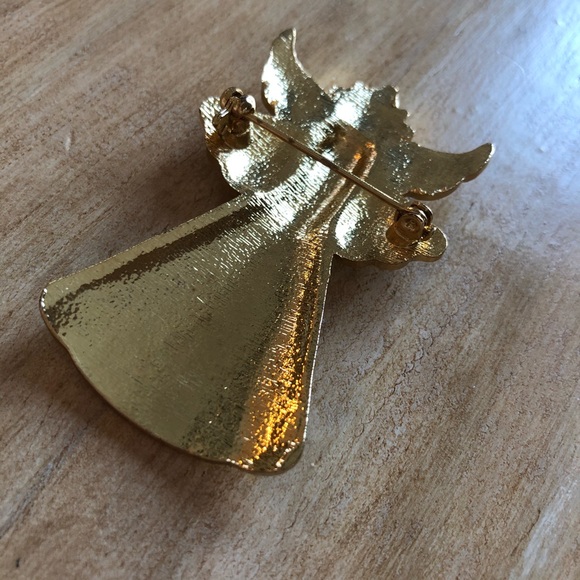 Jewelry | Vintage Gold Tone Enamel Angel Brooch | Poshmark